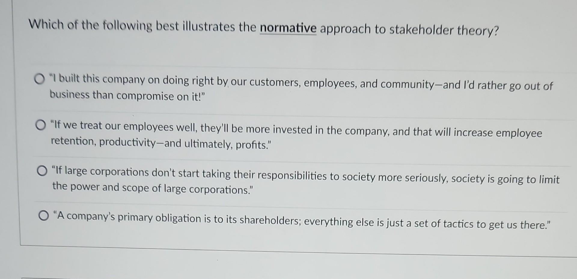 Solved which of the following best illustrates the normative | Chegg.com