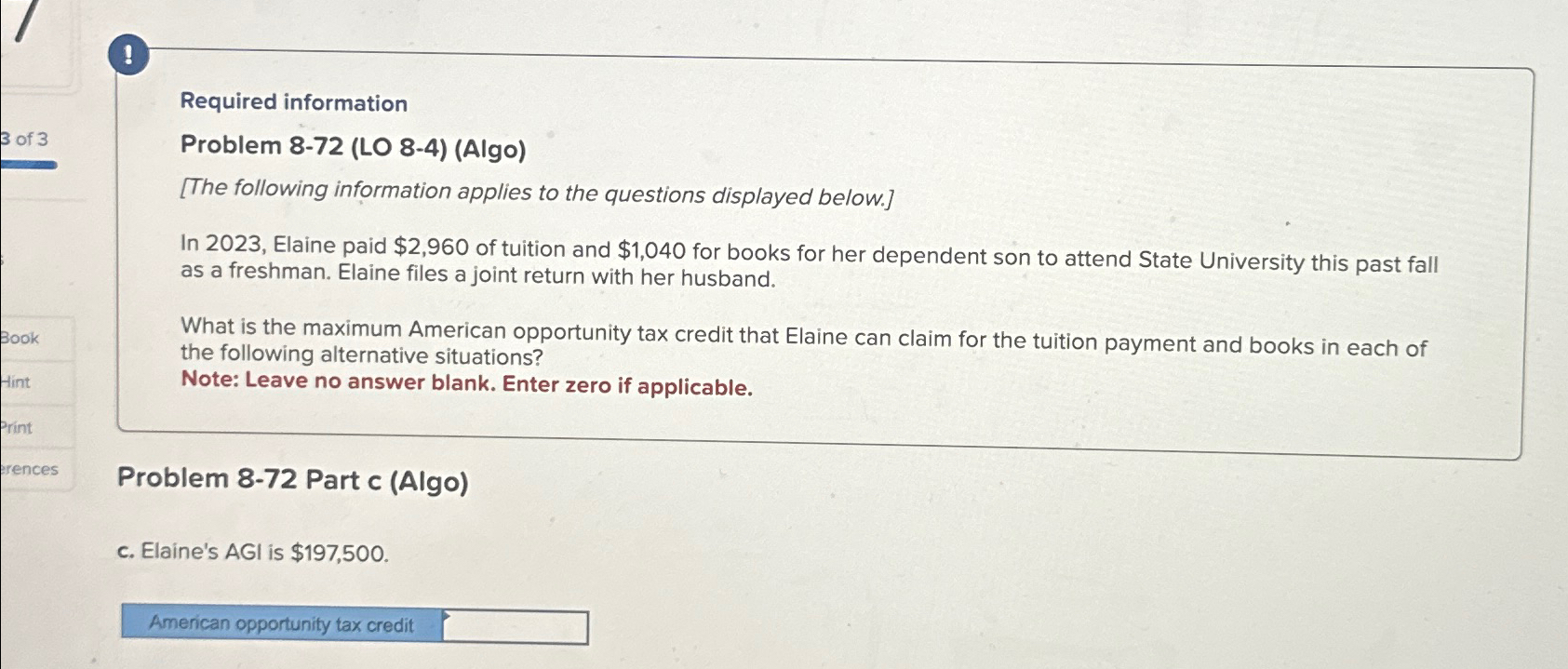 Solved !Required informationProblem 8-72 (LO 8-4) (Algo)[The | Chegg.com