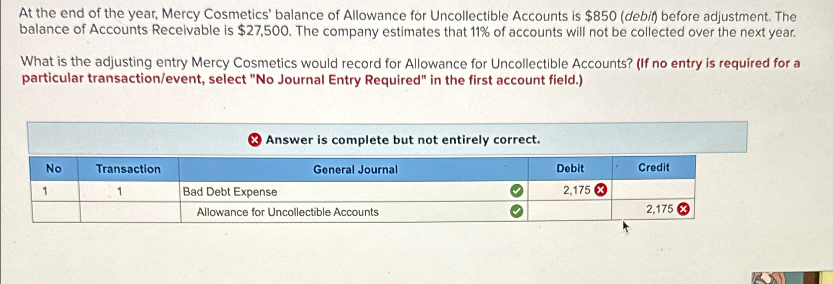 Solved At the end of the year, Mercy Cosmetics' balance of | Chegg.com