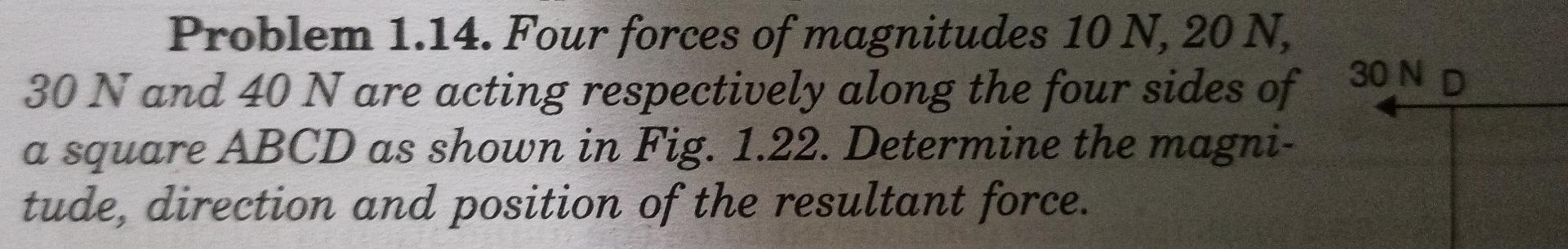 Solved Fig. 1.22Problem 1.14. Four forces of magnitudes 10 | Chegg.com