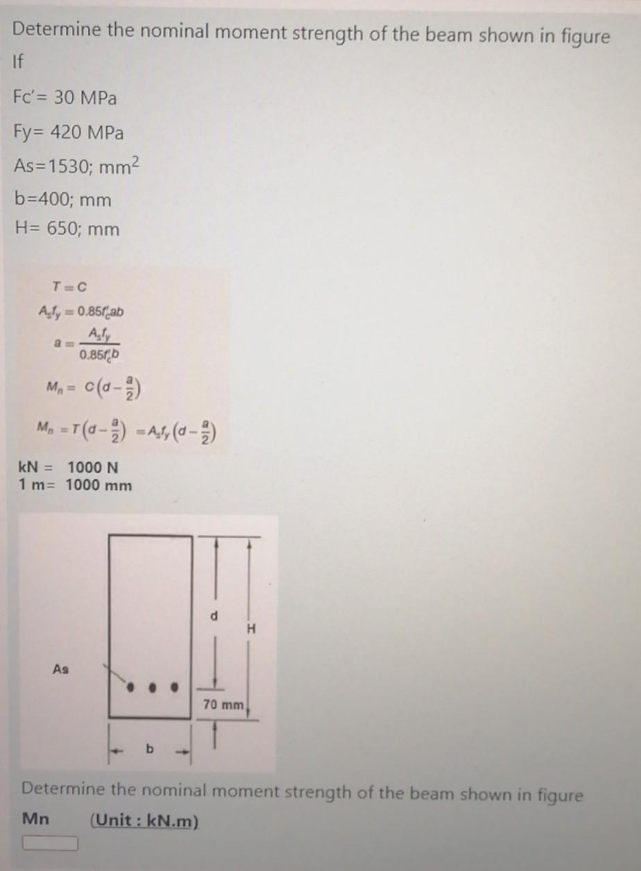 Solved Determine the nominal moment strength of the beam | Chegg.com