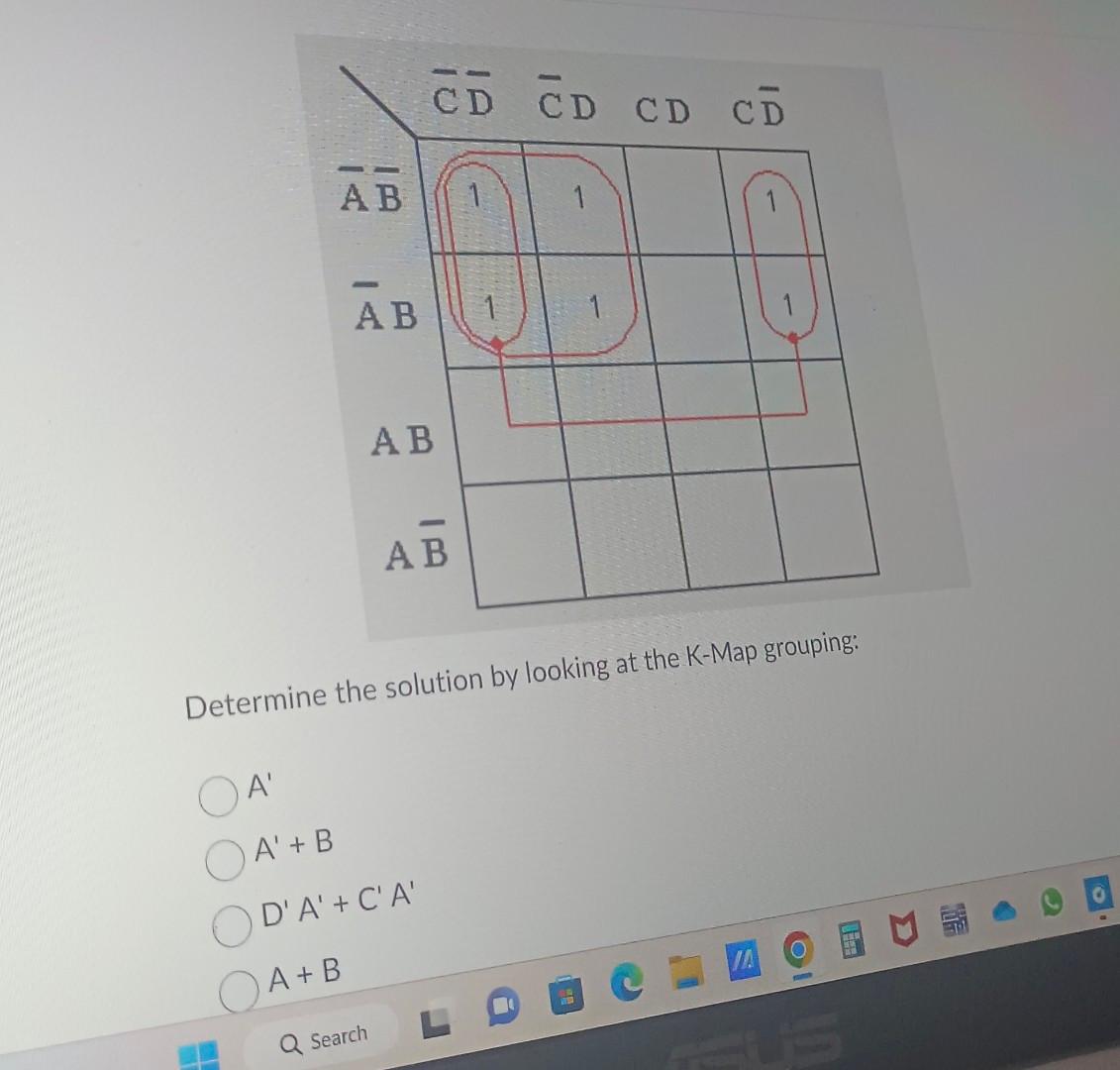 Solved Determine the solution by looking at the K-Map | Chegg.com