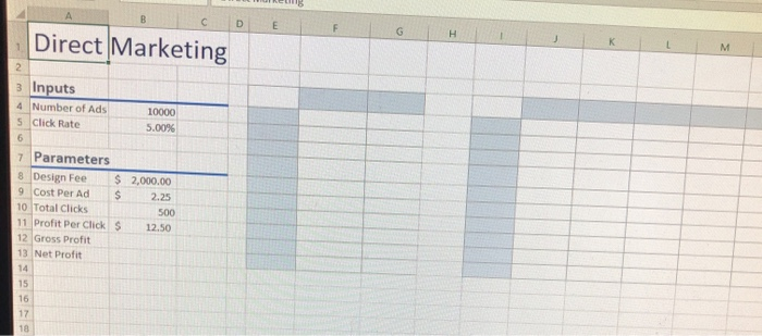 Styles 20 Return to the Direct Marketing 2 worksheet. | Chegg.com