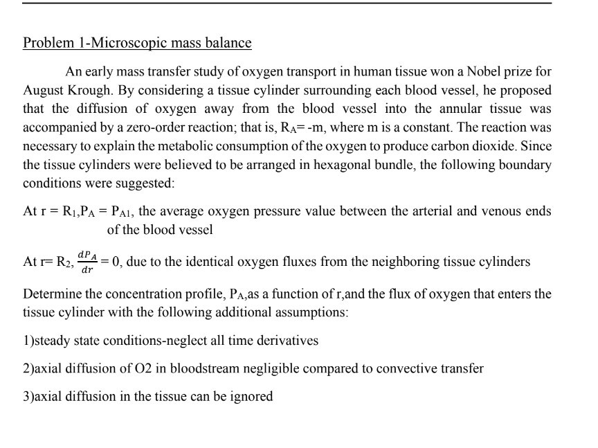 Solved Problem 1-Microscopic mass balance An early mass | Chegg.com