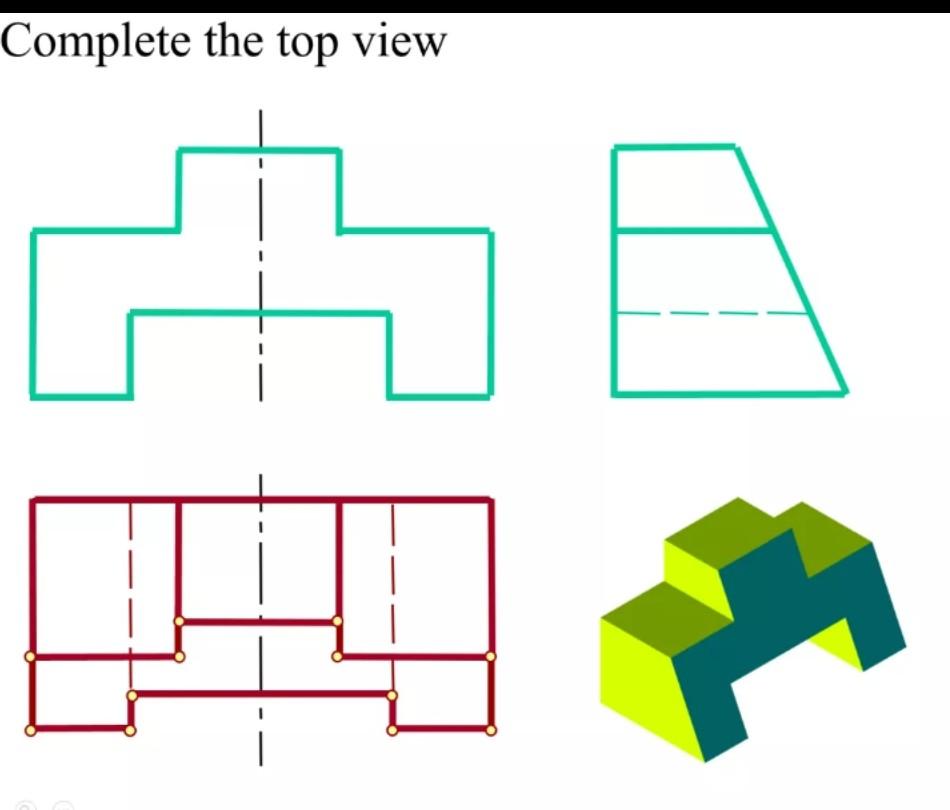Solved Complete the top view | Chegg.com