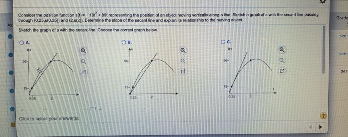 Solved Grade Consider the position function (t) = - 161? + | Chegg.com