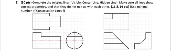 Solved 2) (30 pts) Complete the missing lines (Visible, | Chegg.com