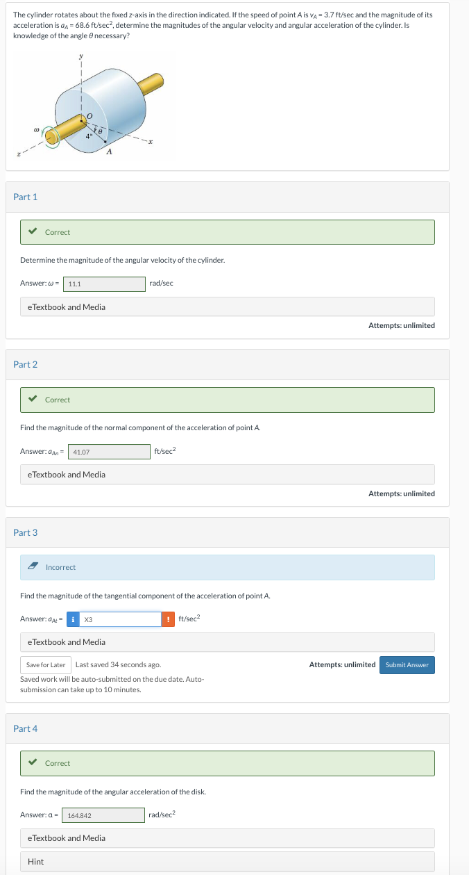 Solved Solve part 3Find the magnitude of the tangential | Chegg.com