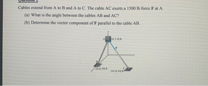 Solved Cables extend from A to B and A to C. The cable AC | Chegg.com