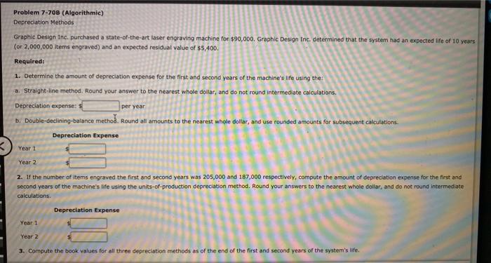 Solved Problem 7-70B (Algorithmic) Depreciation Methods | Chegg.com