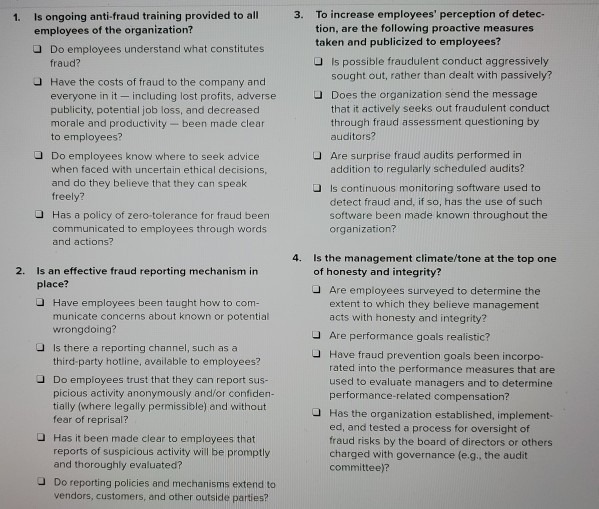 1. 3. Is ongoing anti-fraud training provided to all | Chegg.com