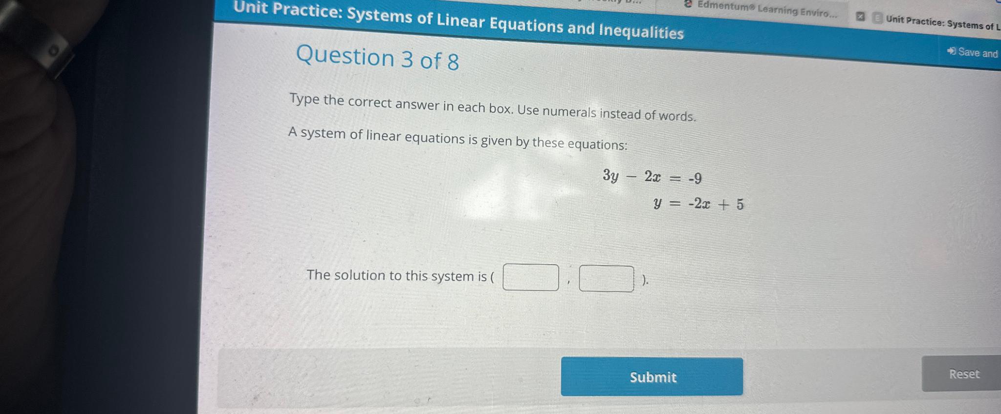 Solved Unit Practice: Systems of Linear Equations and | Chegg.com