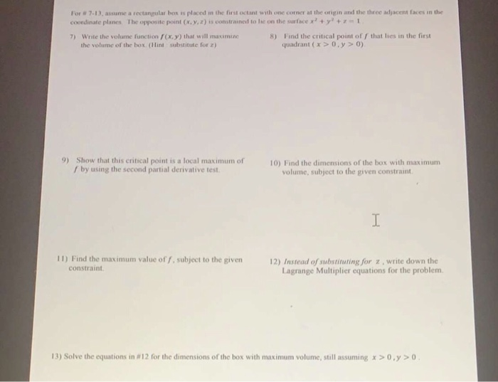 Solved For 7-13 assume a rectangular box is placed in the | Chegg.com