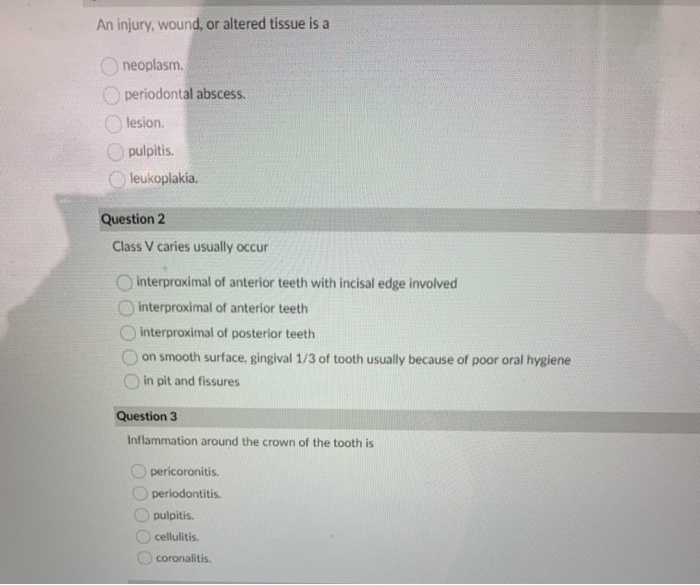 Solved An injury, wound, or altered tissue is a neoplasm. | Chegg.com