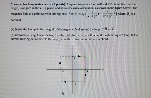 Solved 7. Amperian Loop (extra credit - 6 points) A square | Chegg.com