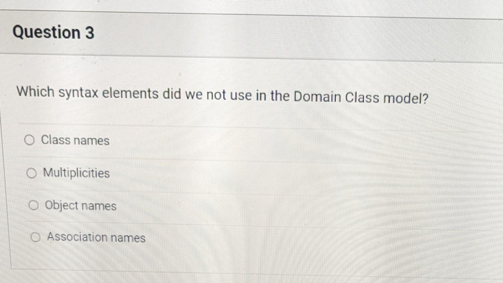 Solved Which syntax elements did we not use in the Domain | Chegg.com