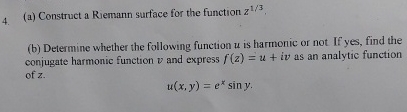 Solved (a) ﻿Construct a Riemann surface for the function | Chegg.com