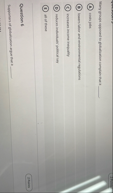 Solved 2 ﻿PointsMany groups opposed to globalization | Chegg.com