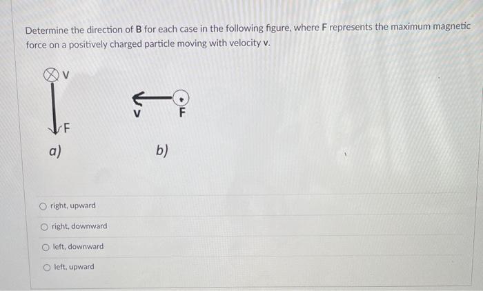 Solved Determine the direction of B for each case in the | Chegg.com