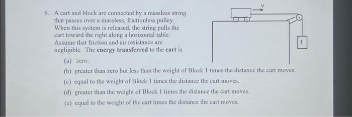 Solved 6. A cart and block are connected by a massless | Chegg.com