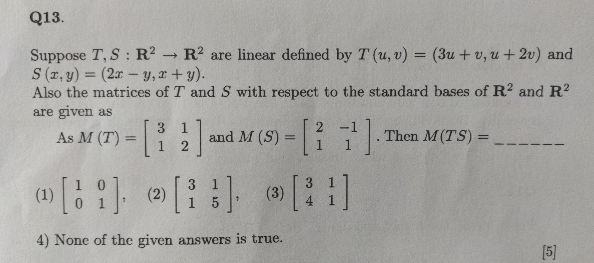 Solved Suppose T,S:R2→R2 are linear defined by | Chegg.com