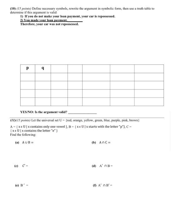 Solved (10) (15 points) Define necessary symbols, rewrite | Chegg.com