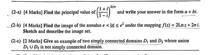Solved (2-a) [4 Marks] Find the principal value of | Chegg.com