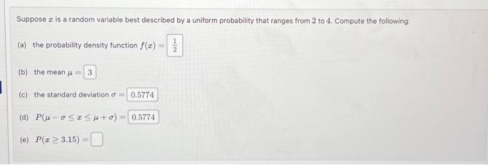 Solved Suppose x is a random variable best described by a | Chegg.com