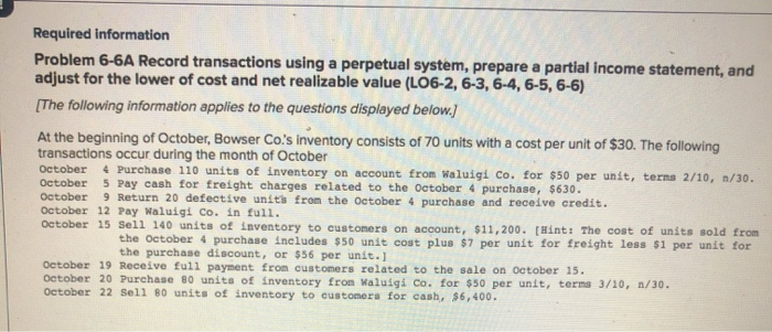 Solved Required information Problem 6-6A Record transactions | Chegg.com