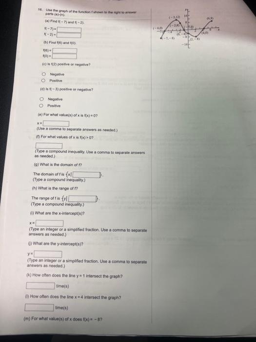 Solved 16. Use the grape of the hunction f thewn to the ngha | Chegg.com