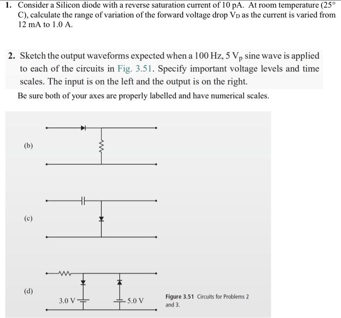 Solved 1. Consider a Silicon diode with a reverse saturation | Chegg.com