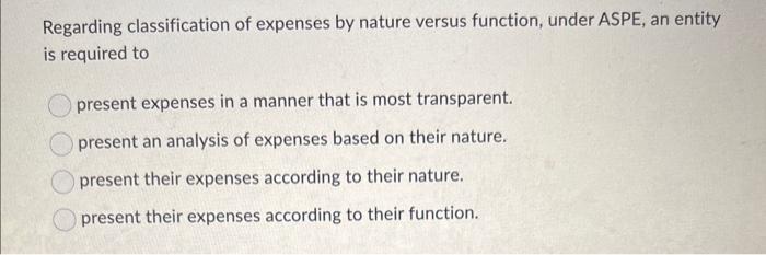 Solved Regarding classification of expenses by nature versus | Chegg.com