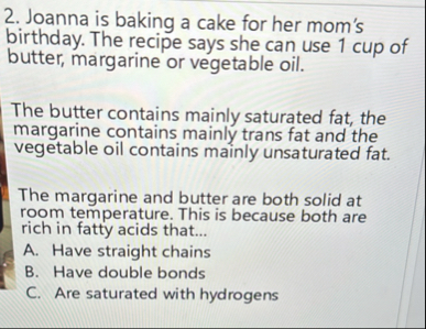Solved Joanna is baking a cake for her mom's birthday. The | Chegg.com