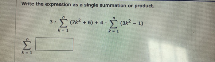 Solved Write the expression as a single summation or | Chegg.com