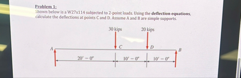 Solved Problem 1:Shown below is a W27x114 ﻿subjected to | Chegg.com