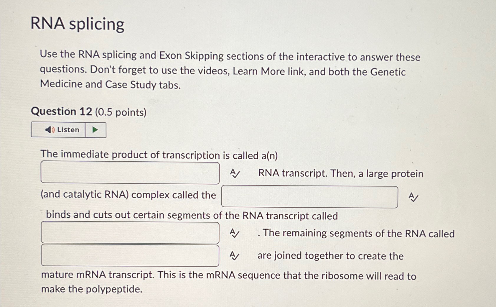 Solved RNA splicingUse the RNA splicing and Exon Skipping | Chegg.com