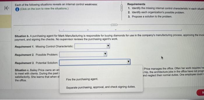 Solved Each of the following shtuations reveals an internal | Chegg.com