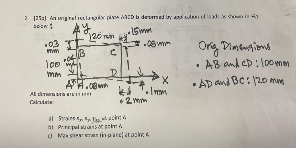 Solved [25p] ﻿An original rectangular plate ABCD is deformed | Chegg.com