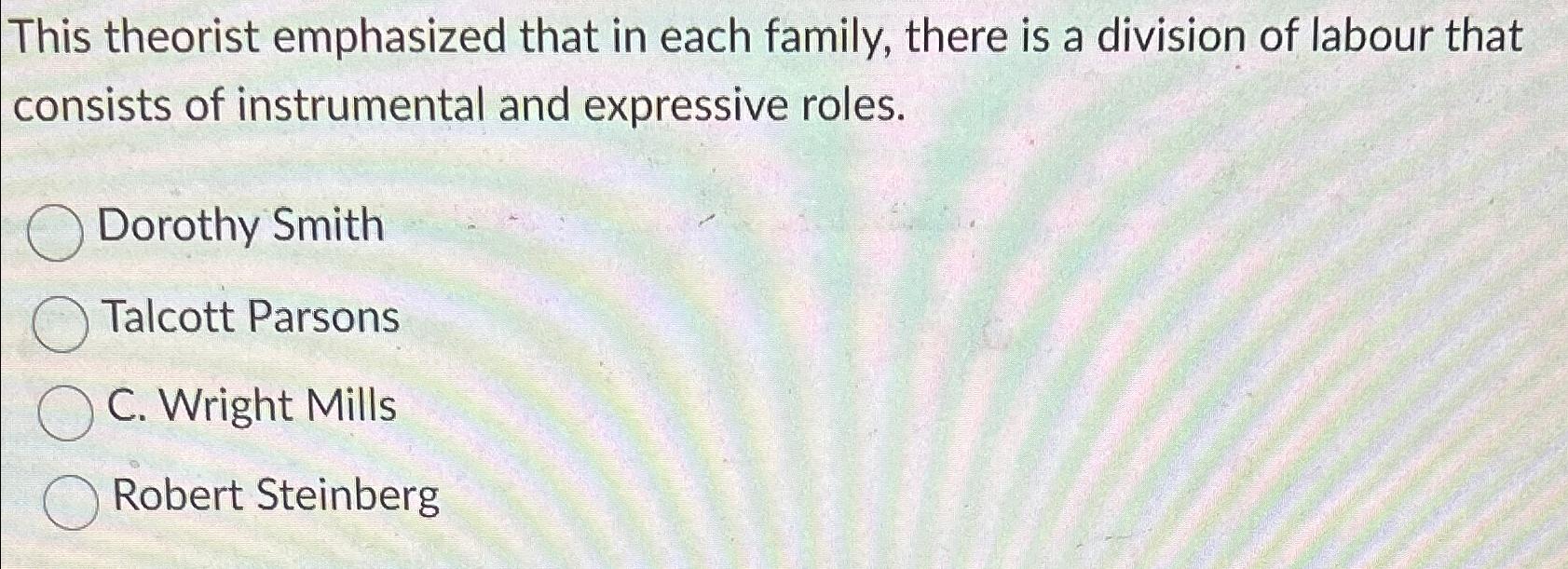 Solved This theorist emphasized that in each family, there | Chegg.com