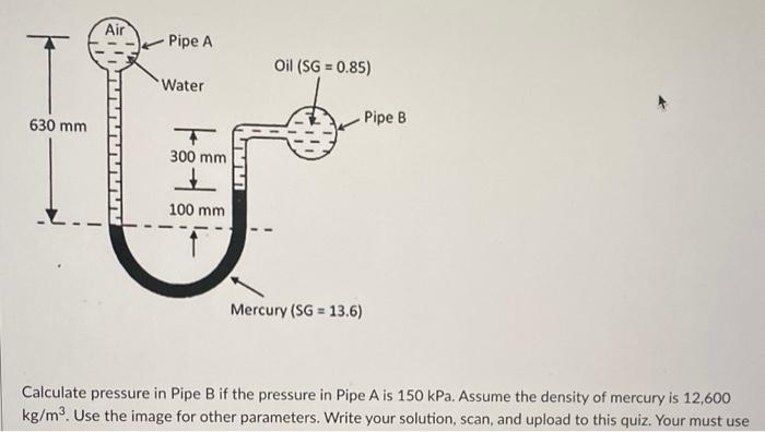 Solved Calculate pressure in Pipe B if the pressure in Pipe | Chegg.com