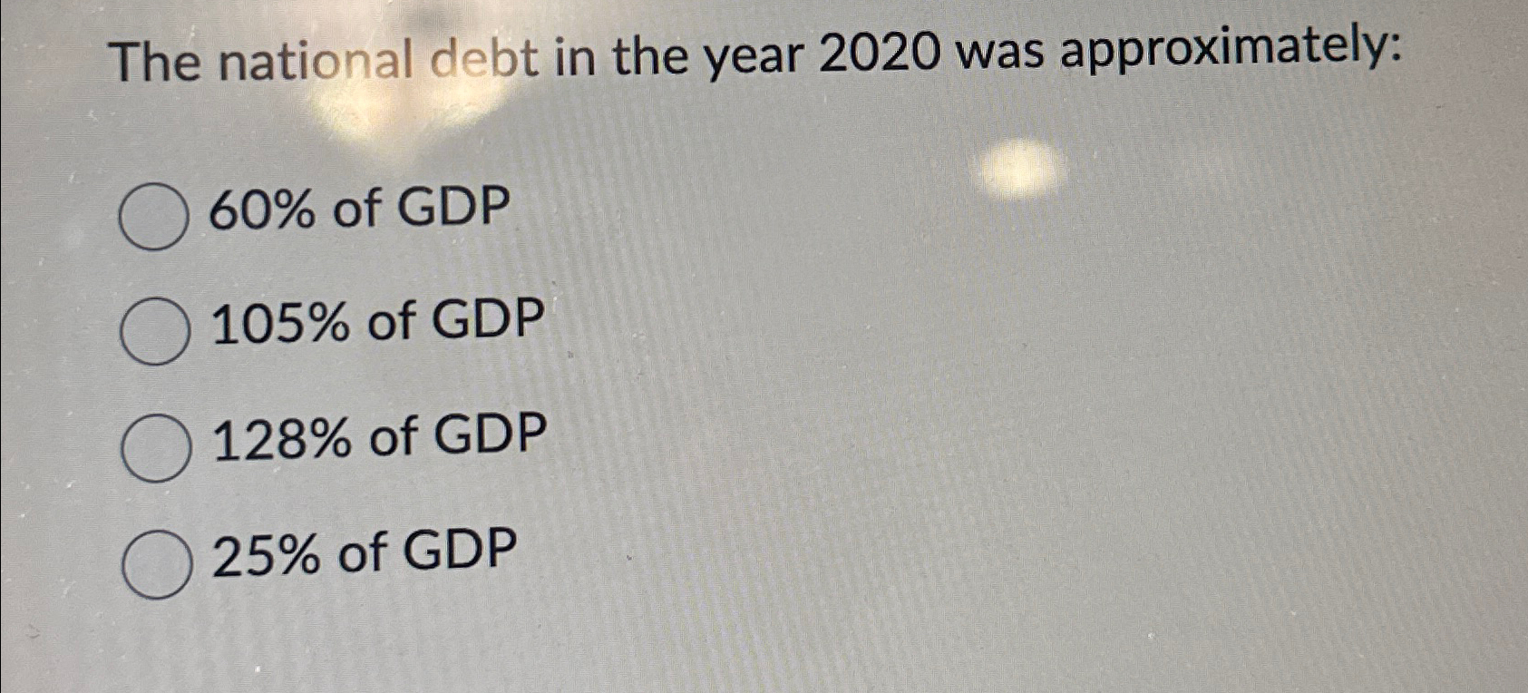 Solved The national debt in the year 2020 ﻿was | Chegg.com