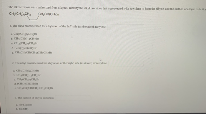 Solved The alkene below was synthesized from alkynes. | Chegg.com
