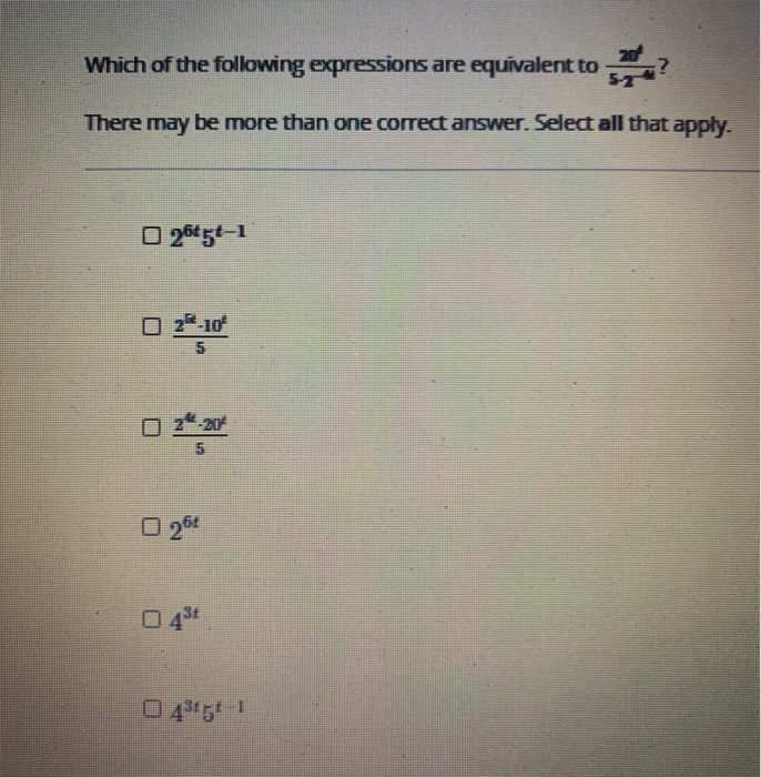 Solved Which of the following expressions are equivalent to | Chegg.com