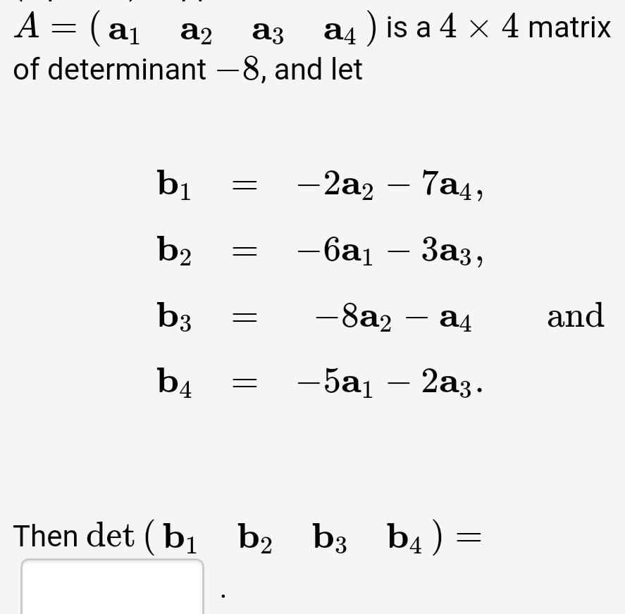 Solved (3 points) If A is a 4 x 4 matrix with rows A1, A2, | Chegg.com