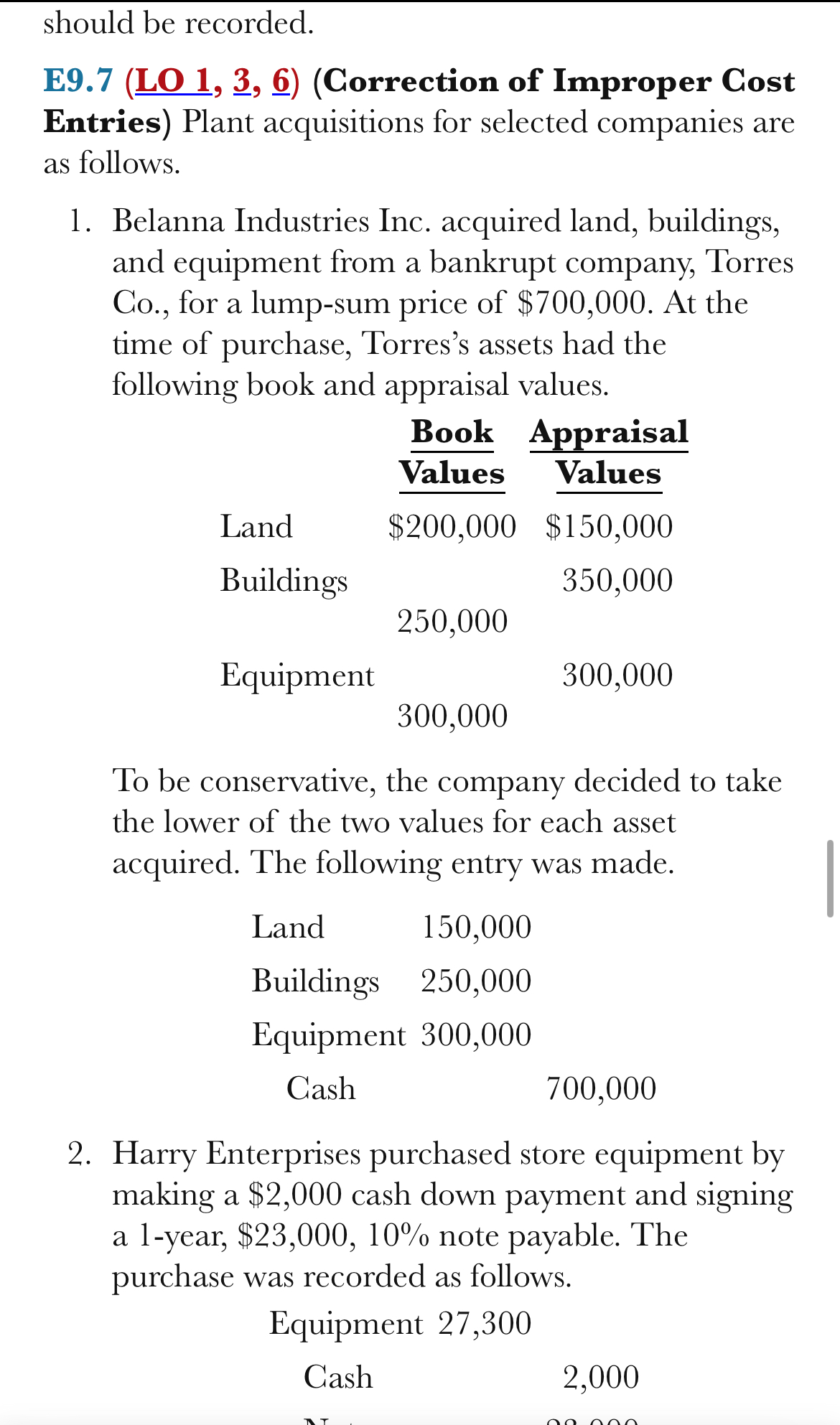 Solved E9.7 ( LO1,3,6? ) (Correction of Improper Cost | Chegg.com