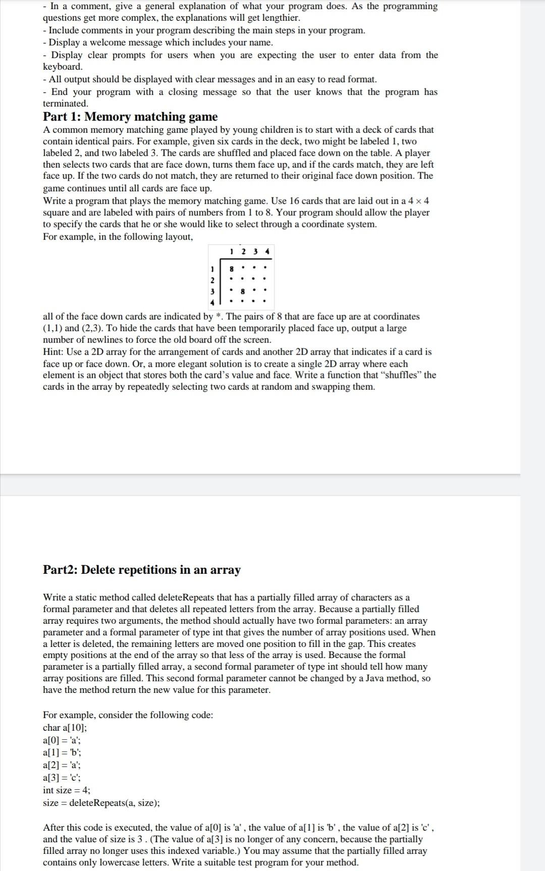 Solved write code in java that following the instructions | Chegg.com