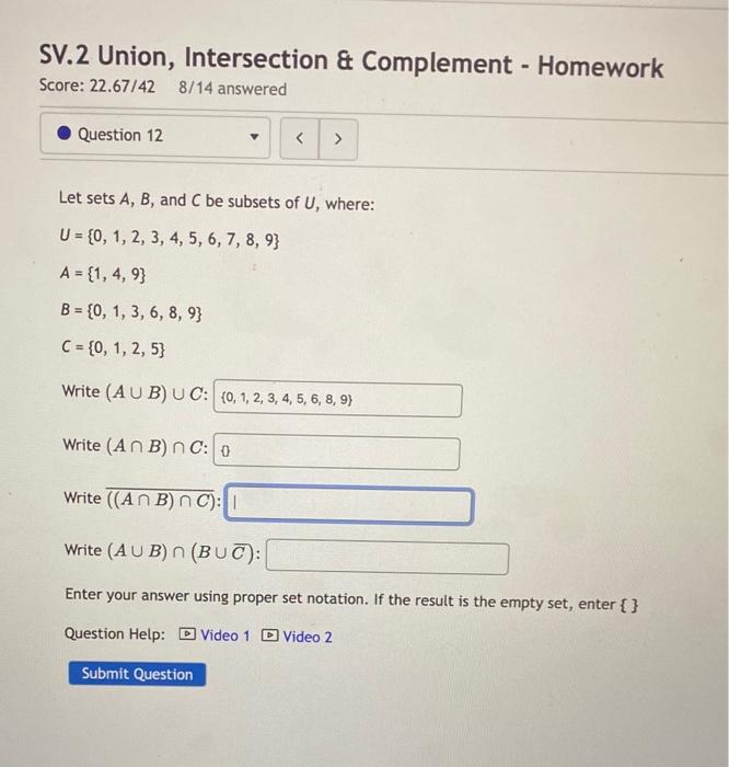 Solved SV.2 Union, Intersection \& Complement - Homework | Chegg.com