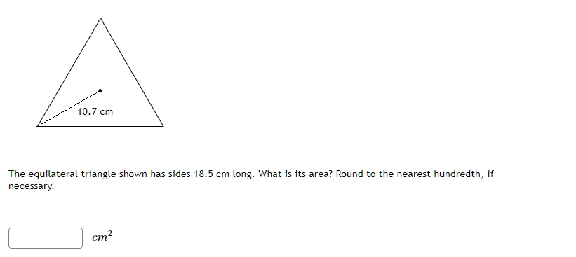 Solved The equilateral triangle shown has sides 18.5cm | Chegg.com