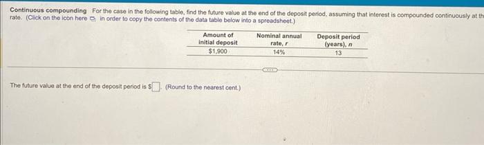 Solved Continuous compounding For the case in the following | Chegg.com