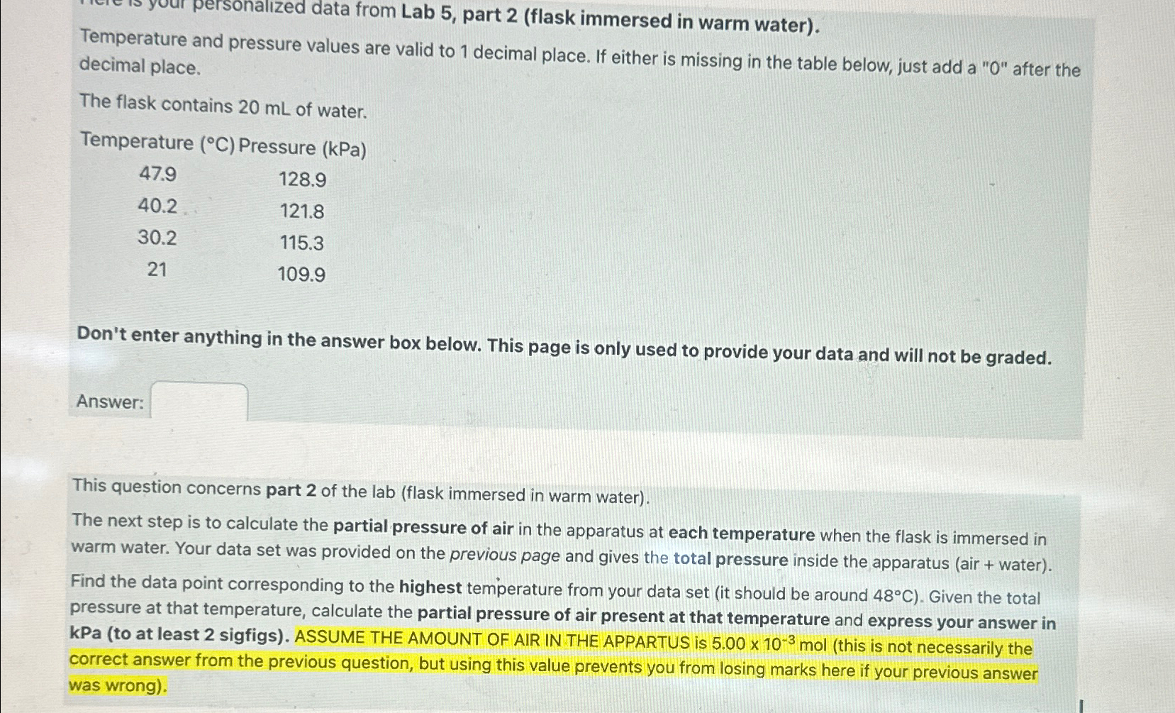 Solved personalized data from Lab 5, ﻿part 2 (flask immersed | Chegg.com